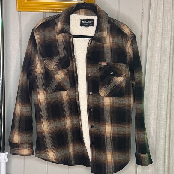 Matix | Jackets & Coats | Matix Mens Checkered Shirt Jacket Brown And ...